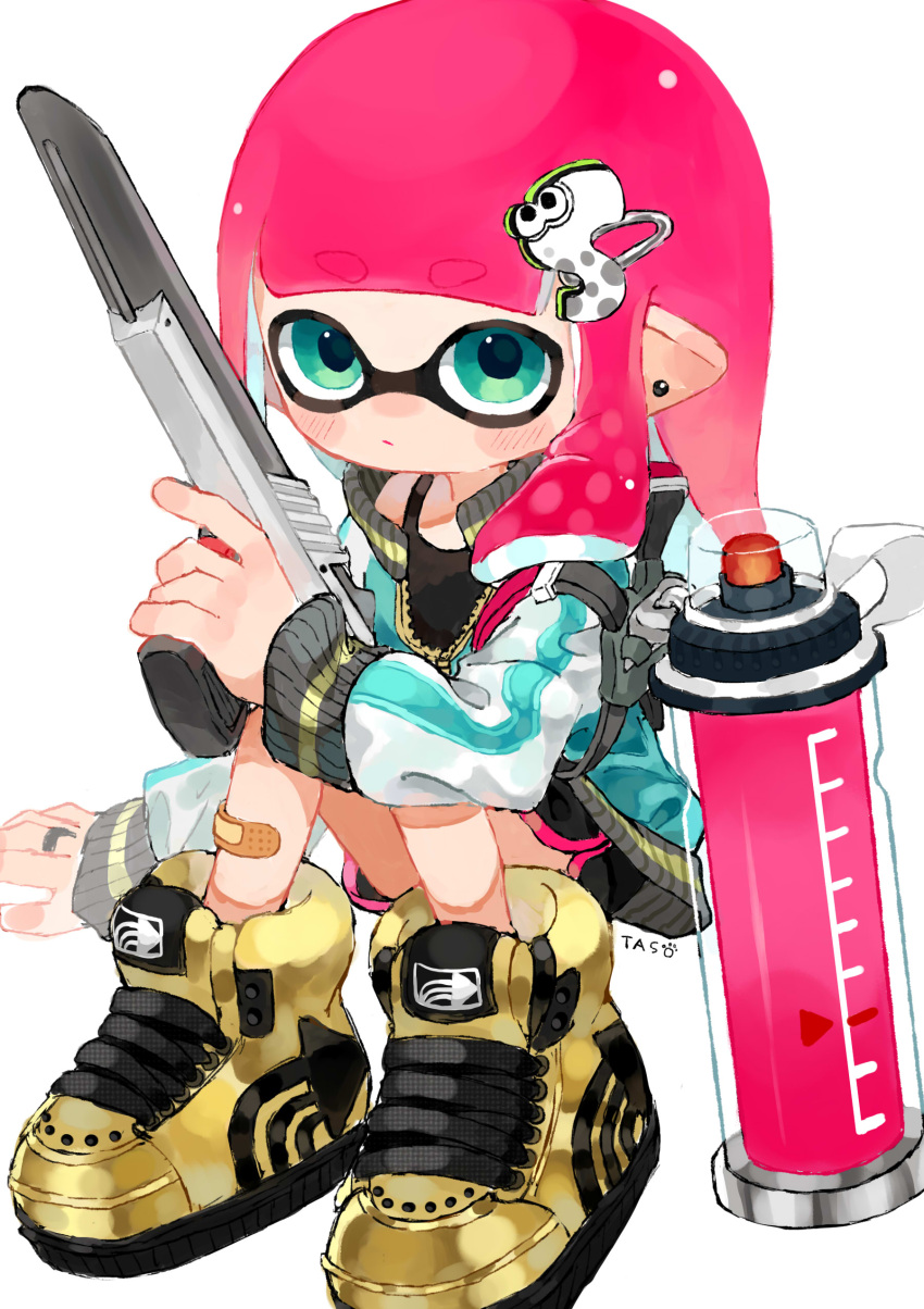 Safebooru - 1girl :/ absurdres aqua eyes bandaid bandaid on leg black ...