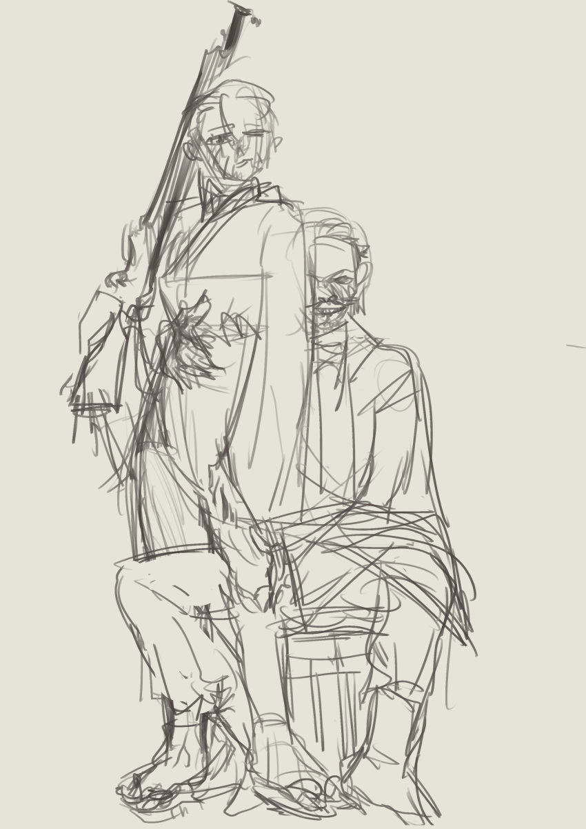 Safebooru - absurdres facial hair golden kamuy highres holding imperial ...