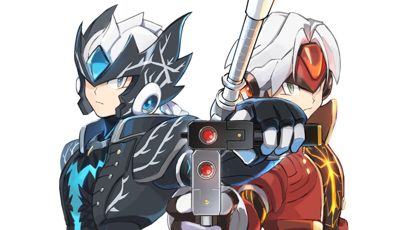 Safebooru - 2boys aiming aiming at viewer armor black armor black ...
