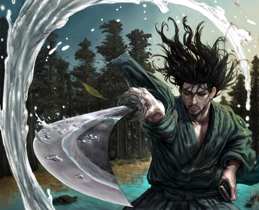 Safebooru - 1boy absurdres beard black hair closed mouth commentary ...