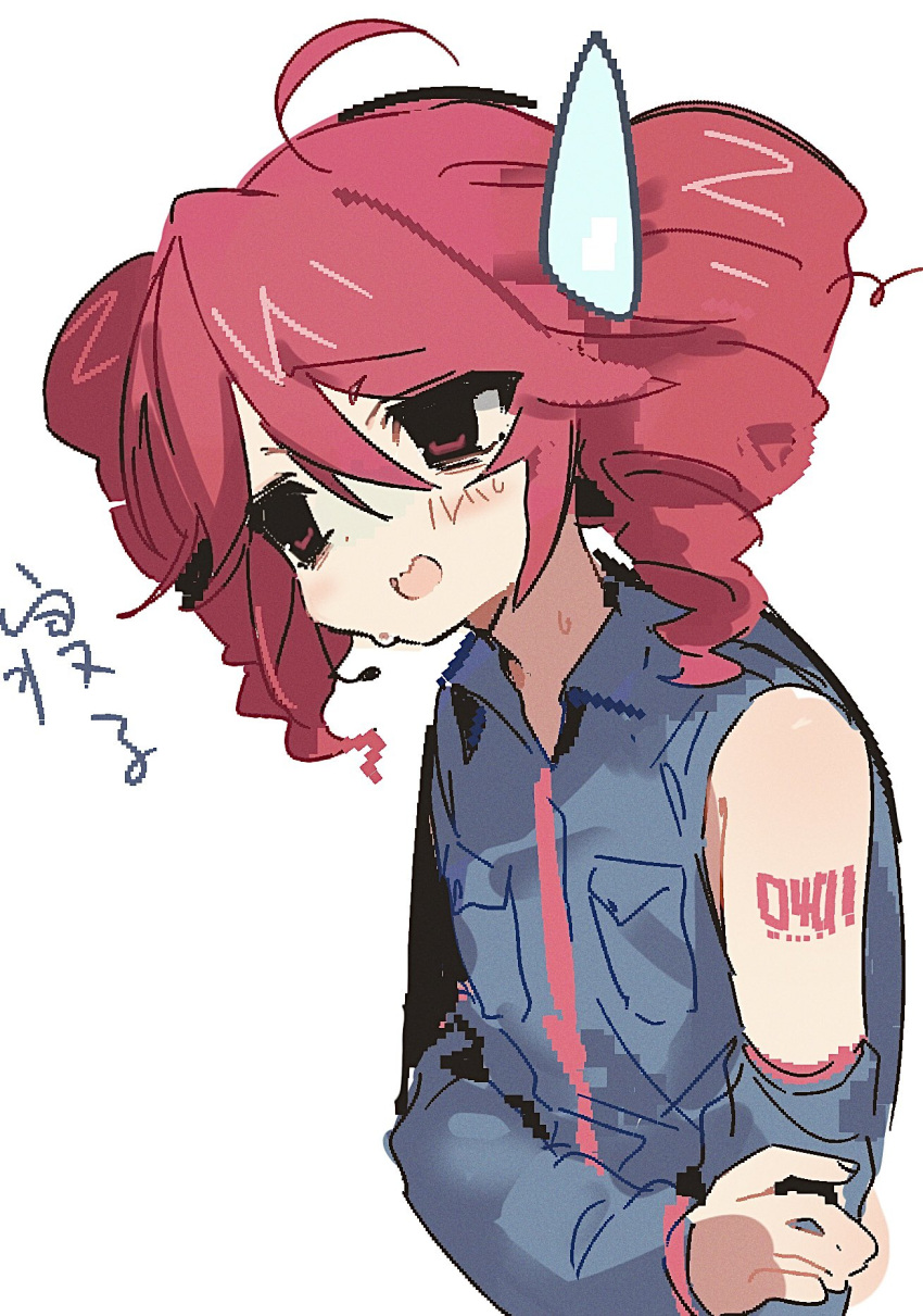 Safebooru - 1girl black shirt black sleeves blush breast pocket collared shirt comedic sweatdrop ...