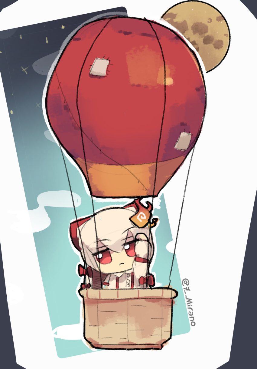 Safebooru - 1girl 7-mirano absurdres aircraft arm up balloon bow ...