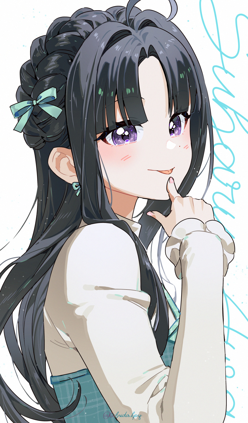 Safebooru - 1girl absurdres alternate hairstyle animal ears artist name awa subaru black hair ...