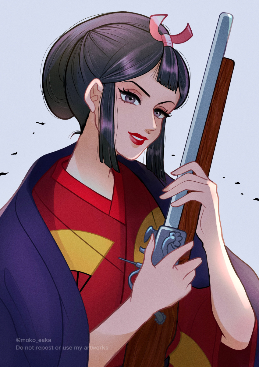 Safebooru - 1girl absurdres black hair commentary dust eboshi eyeshadow ...