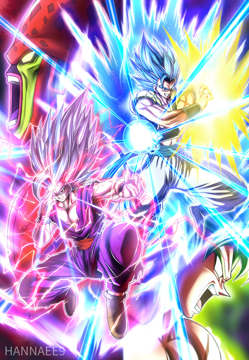 Safebooru - 4boys aura black vest blue aura broly (dragon ball super ...