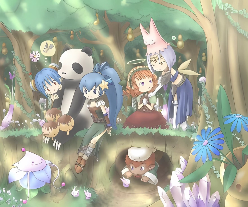 Safebooru - blue hair chinese clothes cross gate crystal enix fantasy ...