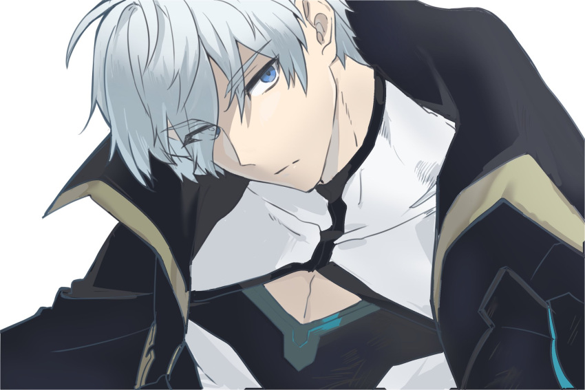 Safebooru - 1boy amyucheu black coat blue eyes closed mouth coat ...