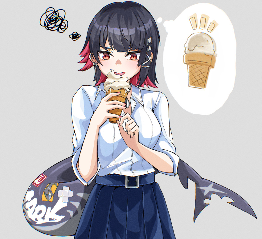Safebooru - 1girl absurdres akano ruyu annoyed black hair blue skirt ...