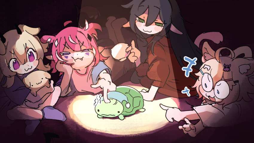 Safebooru - 1boy 4girls :3 black hair blonde hair blue eyes blush ...