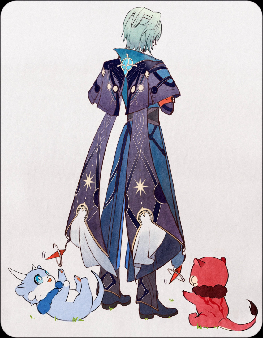 Safebooru - 1boy anaxa (honkai: star rail) animal anna (drw01) black coat blue coat blue eyes ...