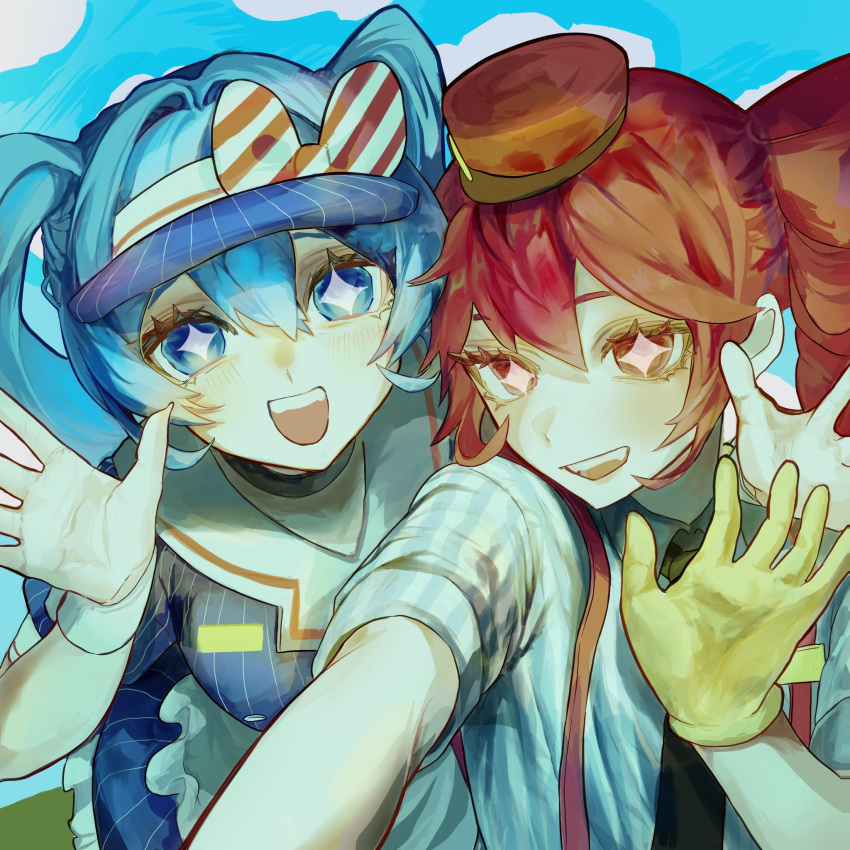 Safebooru - + + 2girls apron black necktie blue dress blue eyes blue ...