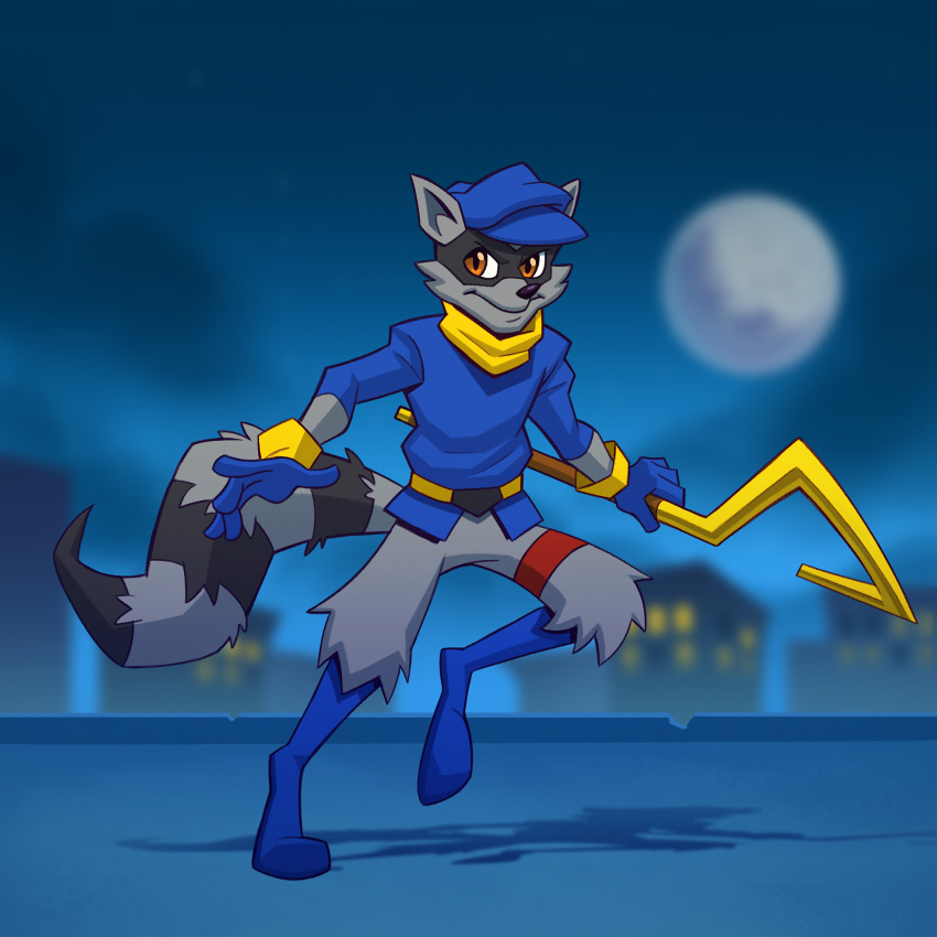 Safebooru - 1boy animal ears black fur blue gloves blue hat blue shirt ...