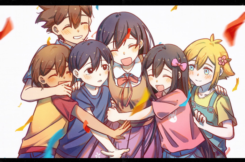 Safebooru - 2girls 4boys aged down alternate costume aubrey (faraway) (omori) aubrey (omori ...