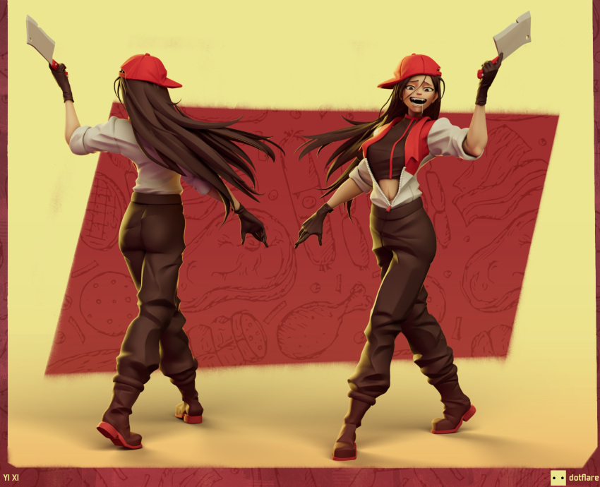 Safebooru - 1girl 3d absurdres artist name black boots black gloves black hair black pants boots ...