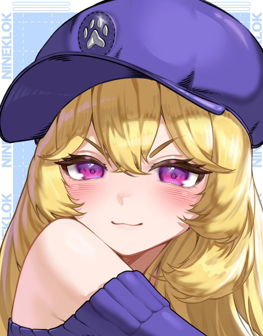 Safebooru - >:) 1girl absurdres artist name bare shoulders blonde hair ...