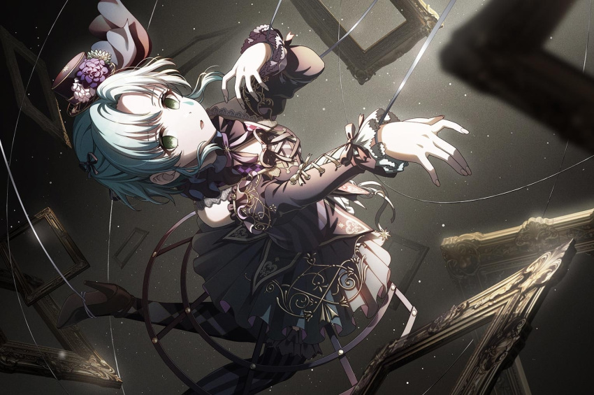 Safebooru - d4dj dress green eyes green hair hanamaki towa short hair | 5605958