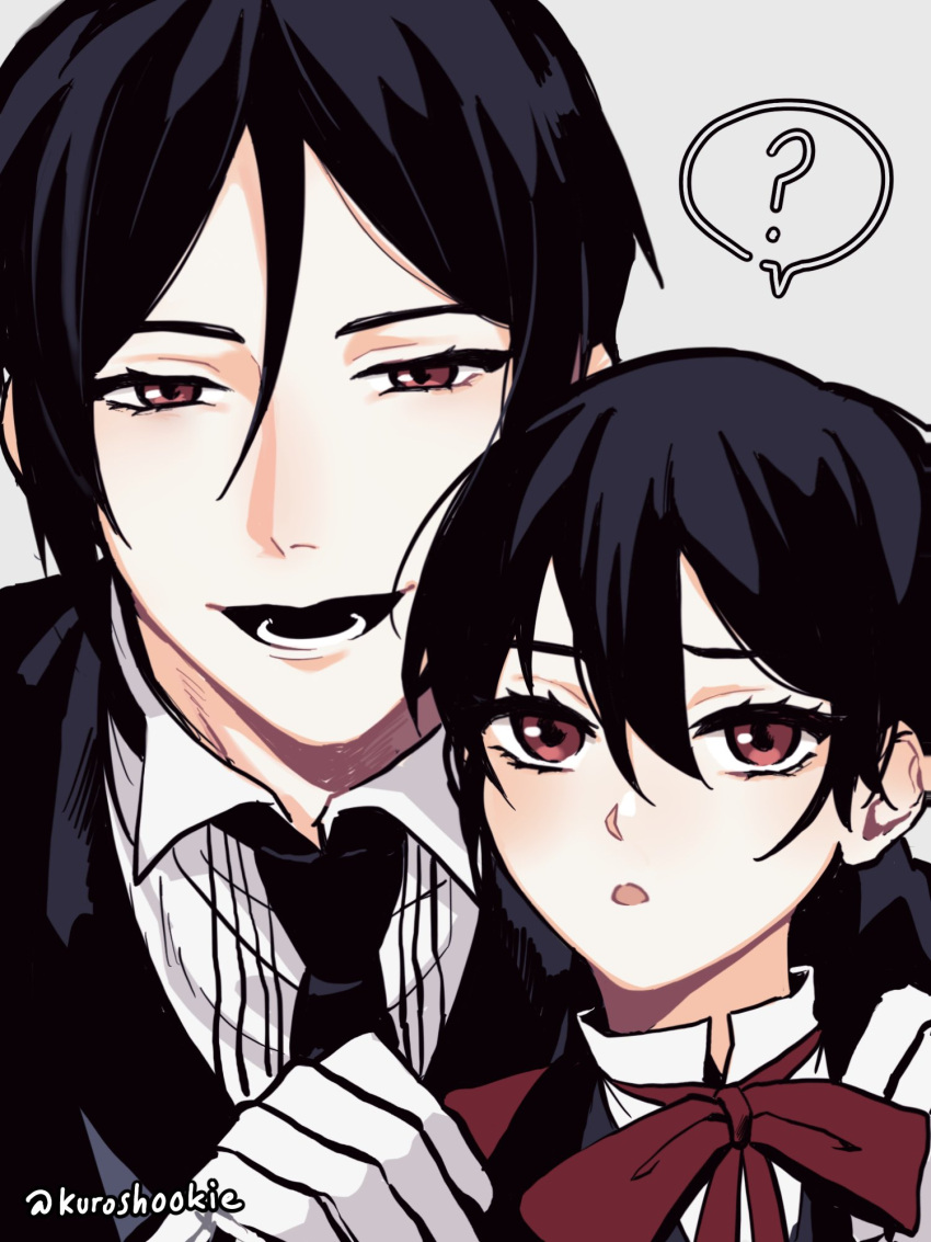 Safebooru - 2boys :o ? bow child eyelashes father and son highres kurosh00kie kuroshitsuji lower ...
