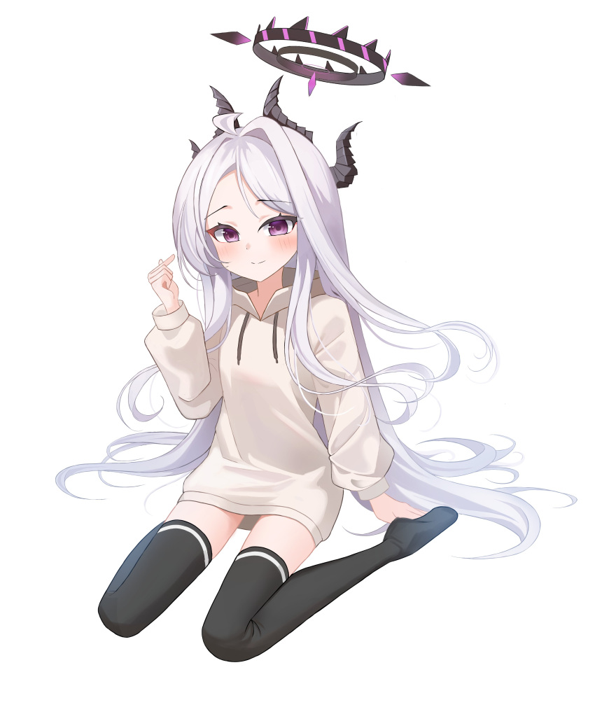 Safebooru - 1girl absurdres ahoge black halo black thighhighs blue archive blush breasts demon ...