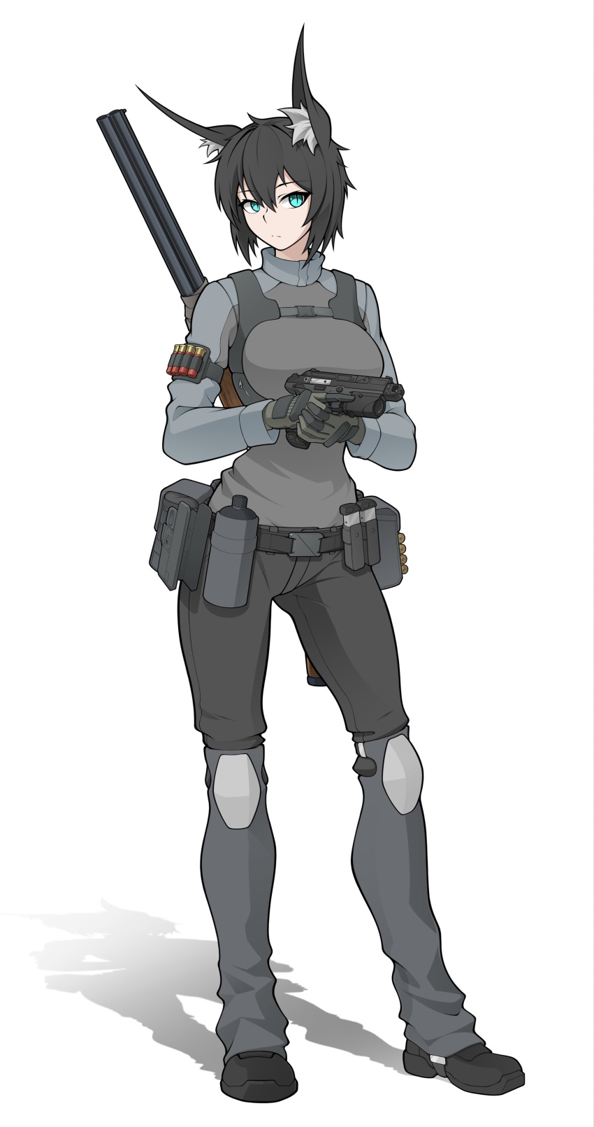 Safebooru - 1girl absurdres animal ears aqua eyes arbor spirit black hair double-barreled ...