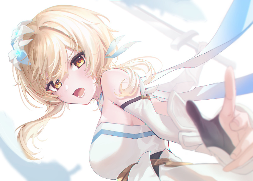 Safebooru - 1girl absurdres black gloves blonde hair breasts cape commentary request detached ...