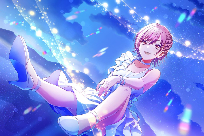 Safebooru - d4dj dress purple hair short hair smile weronika (d4dj) yellow eyes | 5603559