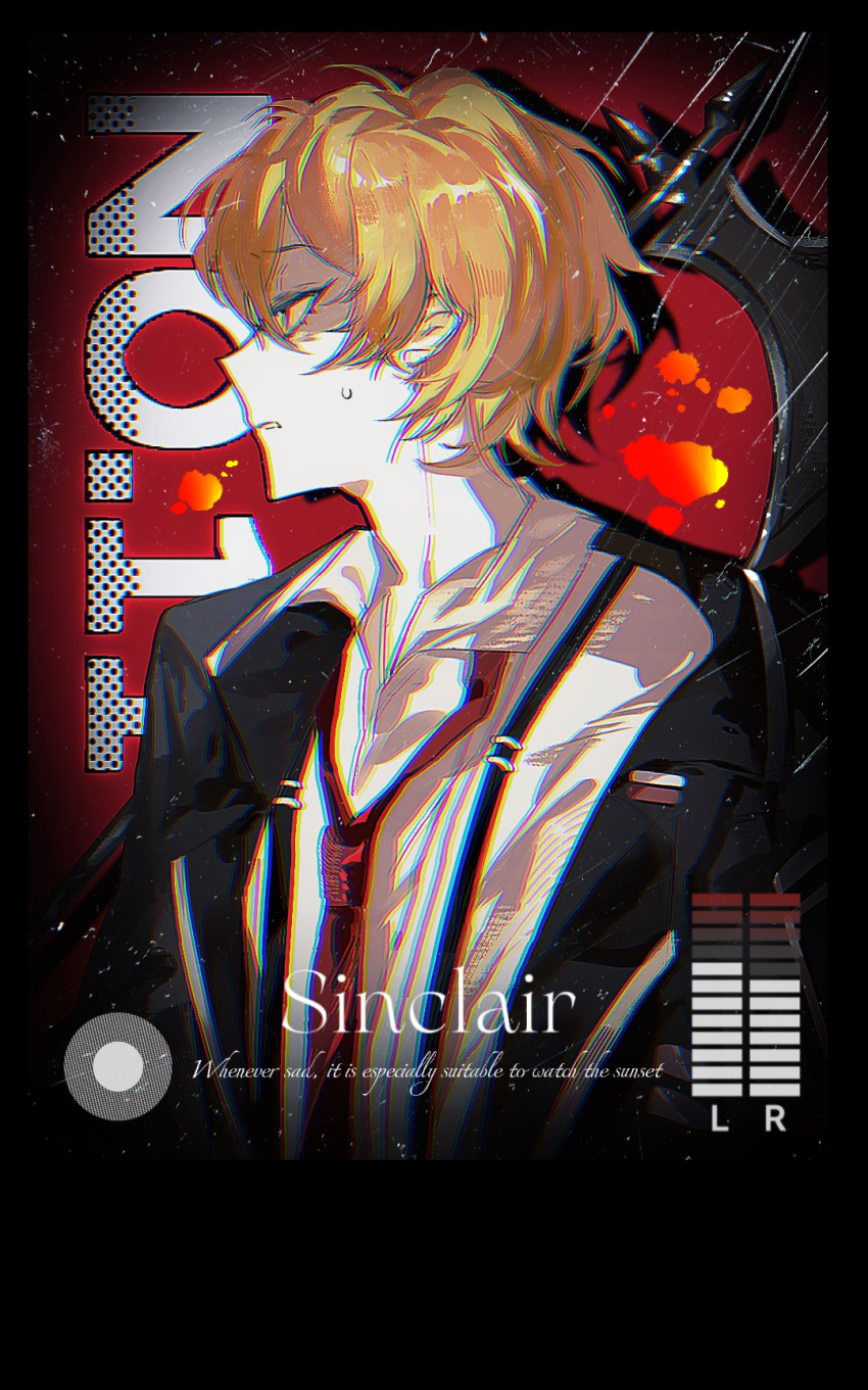 Safebooru - 1boy black jacket blonde hair blood blood splatter character name chinese commentary ...