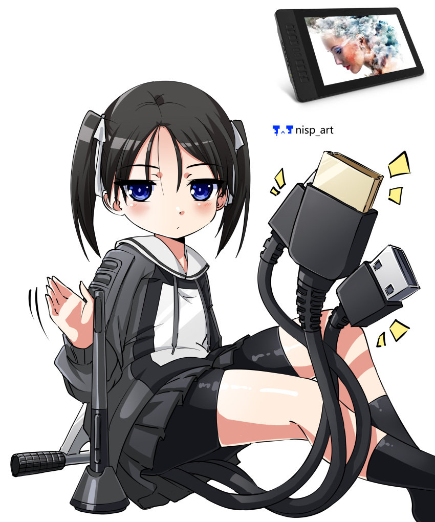 Safebooru - 1girl absurdres black hair black shorts black skirt black socks blue eyes child ...