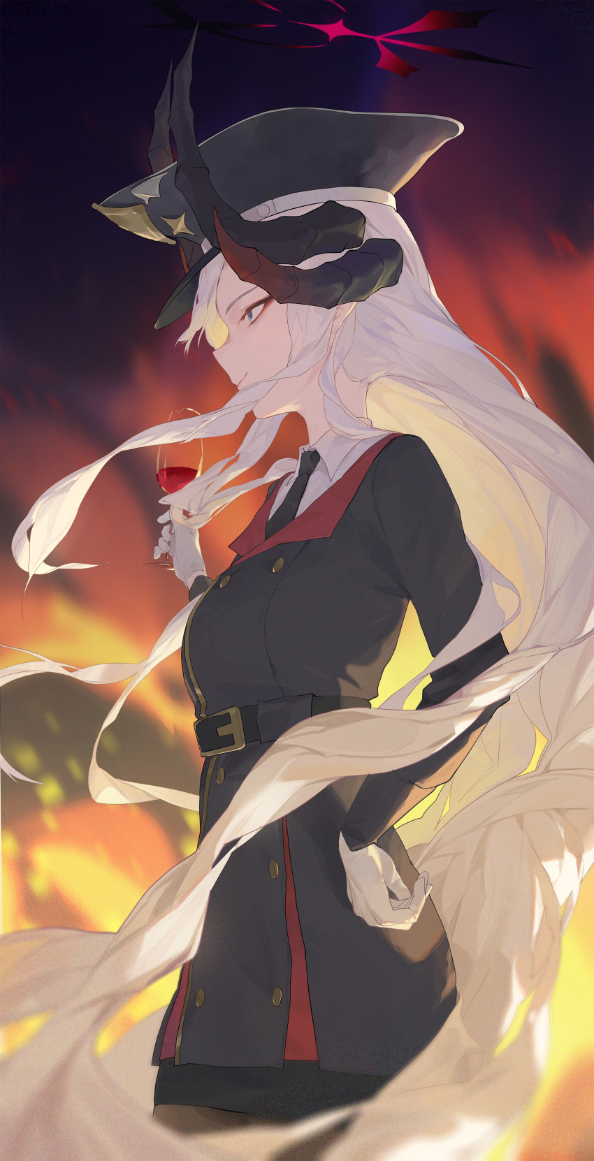 Safebooru - 1girl absurdres black coat black hat black necktie black pantyhose black skirt blue ...