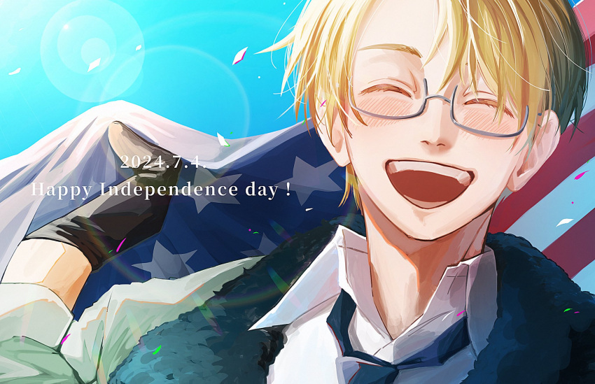 Safebooru - 1boy america (hetalia) american flag axis powers hetalia black gloves blue necktie ...