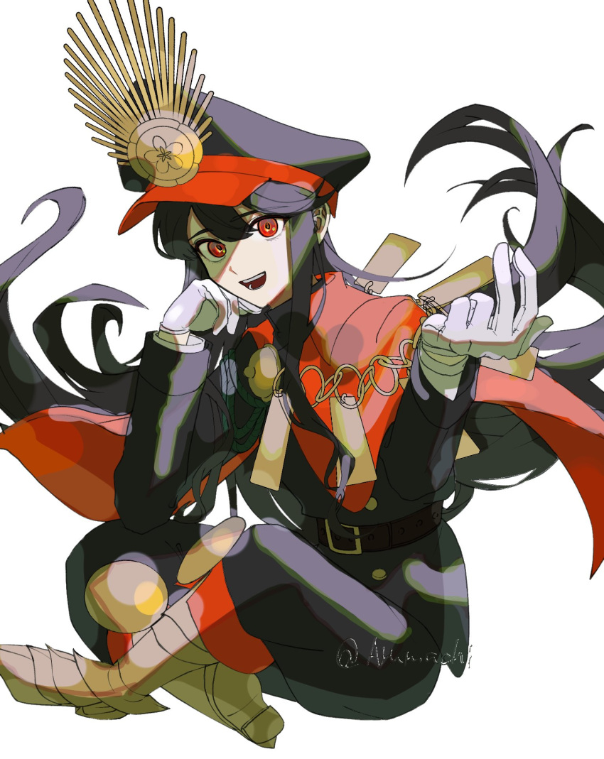 Safebooru - 1girl black hair black hat black pants black shirt cape crest family crest fate ...