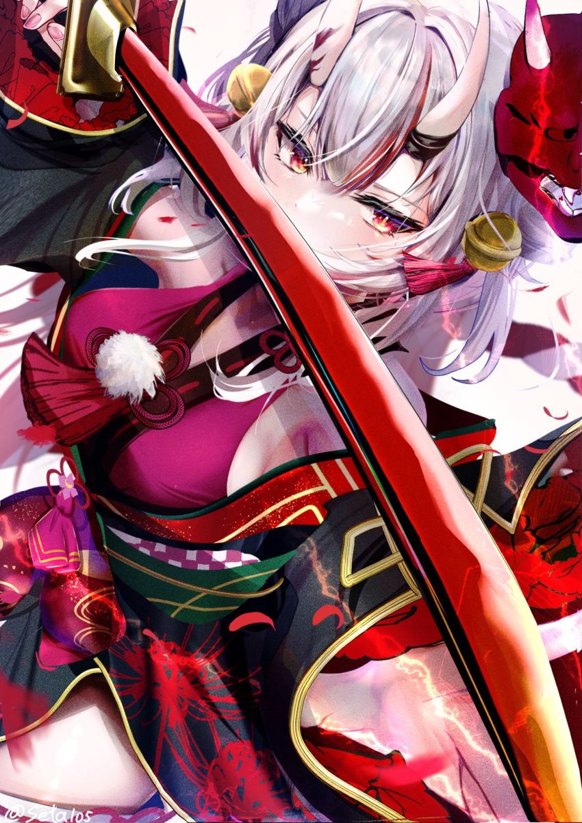 Safebooru - artist name bell fingernails highres holding holding sword holding weapon hololive ...