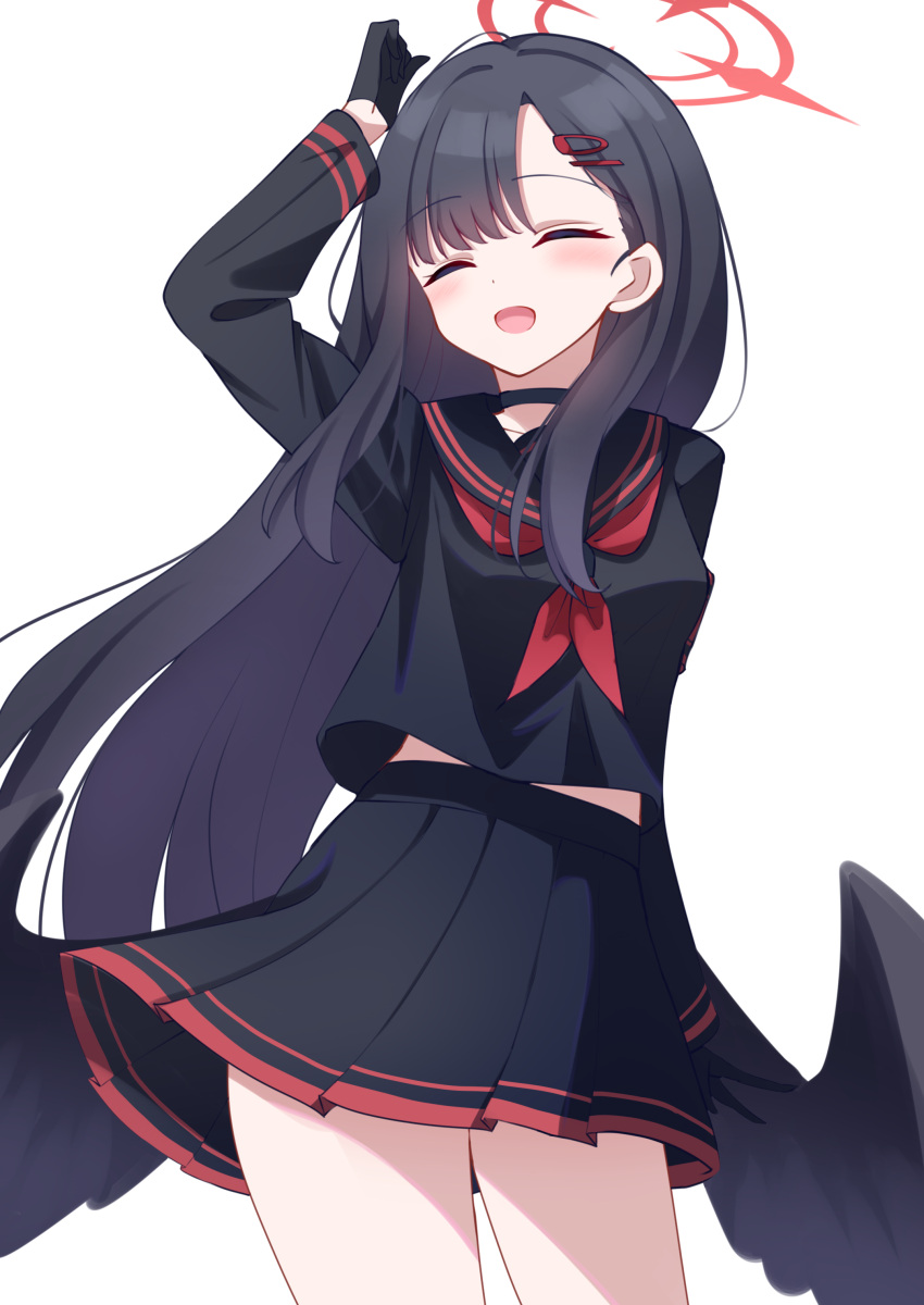 Safebooru - 1girl absurdres black choker black gloves black hair black sailor collar black ...