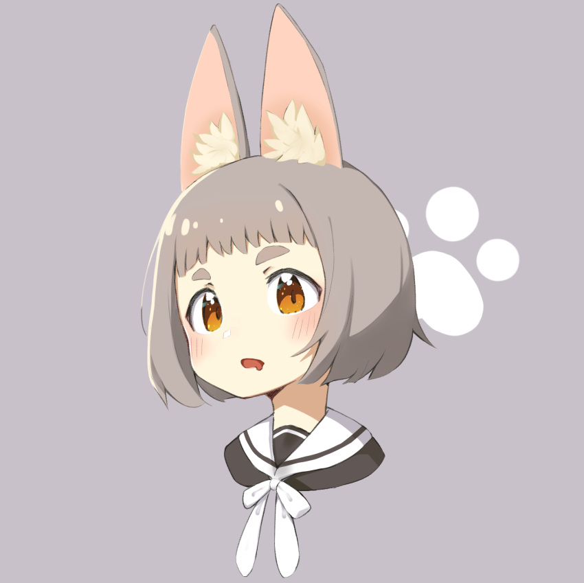 Safebooru - 1girl animal ear fluff animal ears blush bob cut brown eyes drooling grey background ...