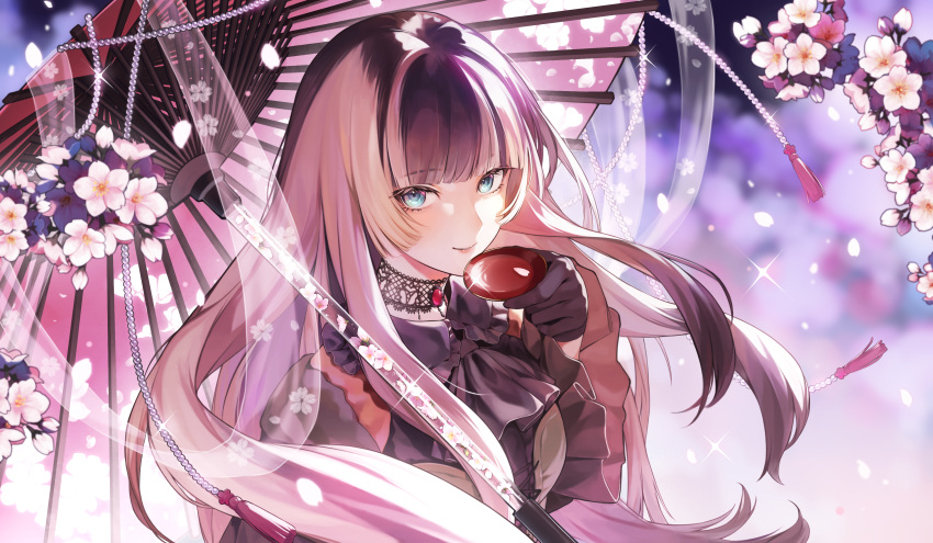 Safebooru - 1girl absurdres black choker black gloves black hair blue eyes blunt bangs blunt ...