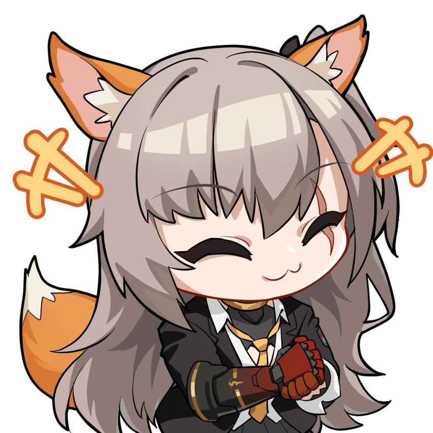 Safebooru - 1girl :3 animal ears black jacket brown hair chibi closed ...