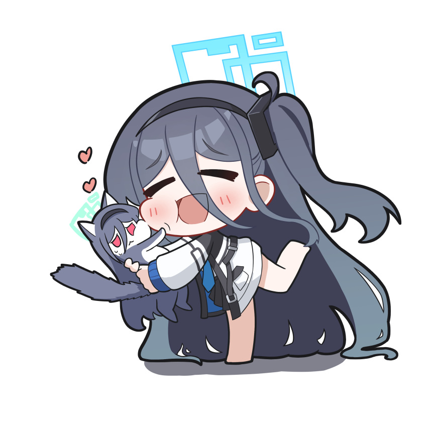 Safebooru - absurdres animal hug aris (blue archive) cat chibi chibi ...