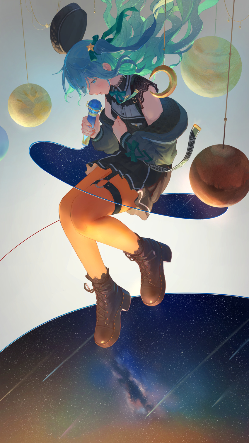 Safebooru - 1girl absurdres black boots black hat black shirt black skirt blue eyes blue hair ...