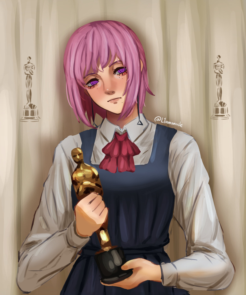 Safebooru - 1girl absurdres academy award of merit ascot blue dress chainsaw man closed mouth ...