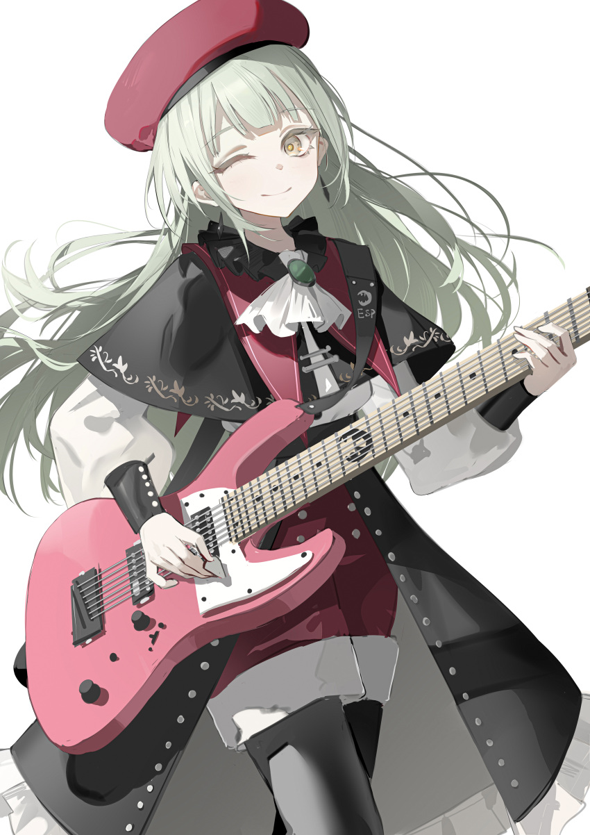 Safebooru - 1girl 7-string guitar absurdres ascot bang dream! bang dream! it's mygo!!!!! beret ...