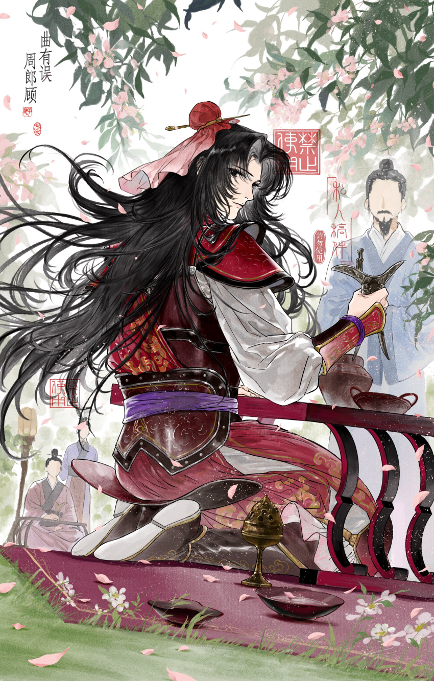 Safebooru - 4boys absurdres armor beard black eyes black hair blue ...