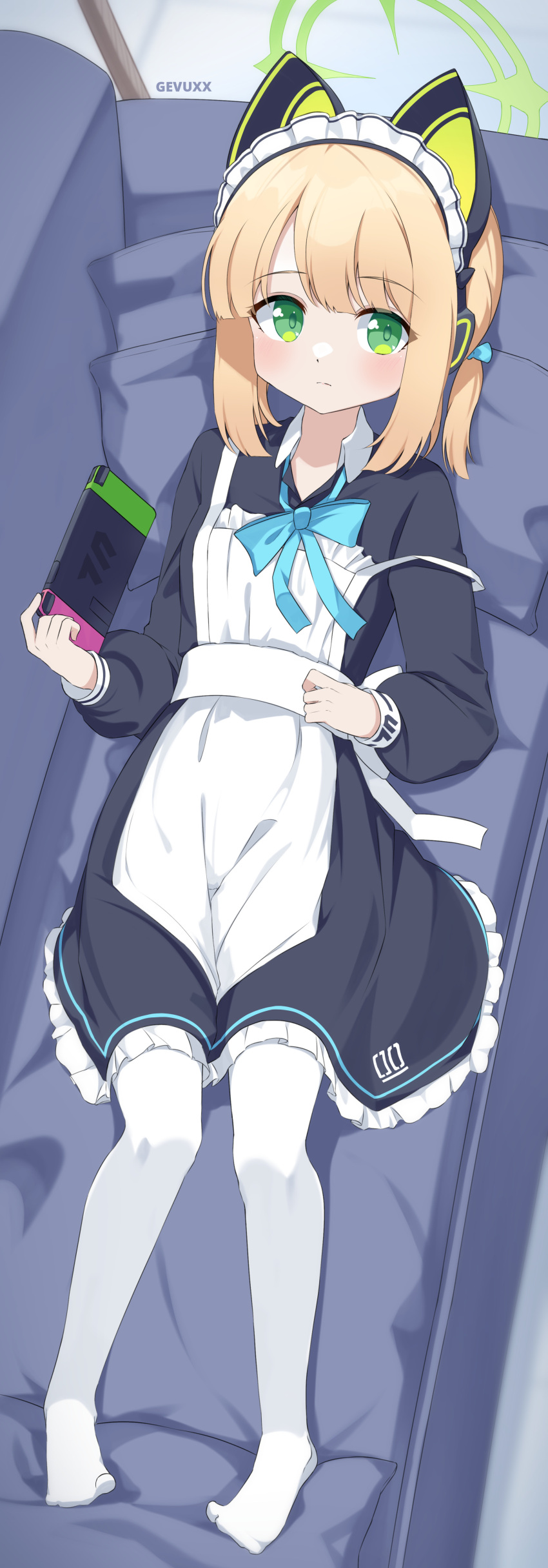 Safebooru - 1girl absurdres animal ear headphones animal ears apron artist name black dress ...