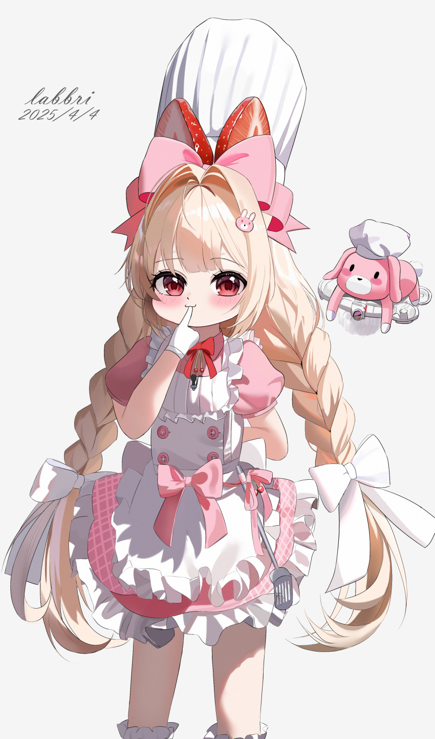 Safebooru - 1girl absurdres blonde hair bow bowtie braid chef hat ...