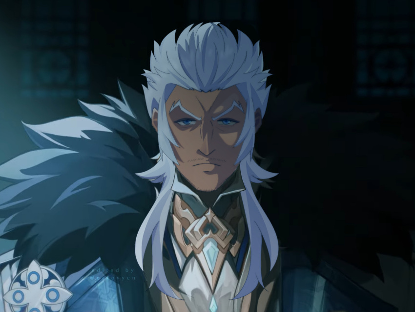 Safebooru - 1boy blue eyes cape catovyen classicaloid closed mouth commentary english commentary ...