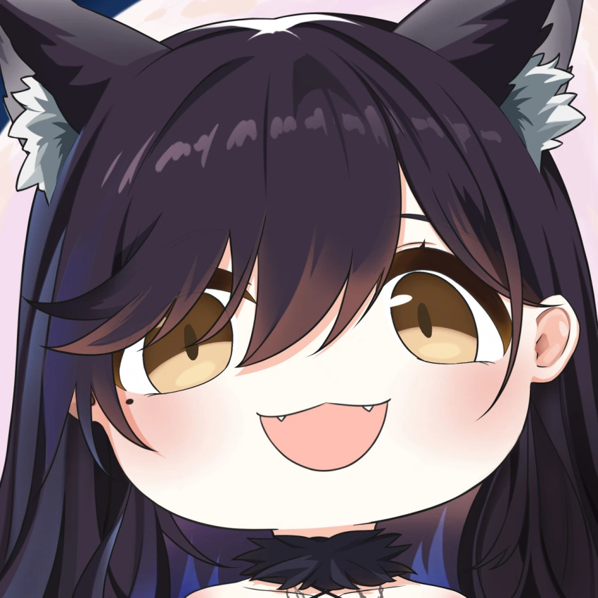 Safebooru - 1girl animal ears atago (azur lane) azur lane fangs happy long hair open mouth ...
