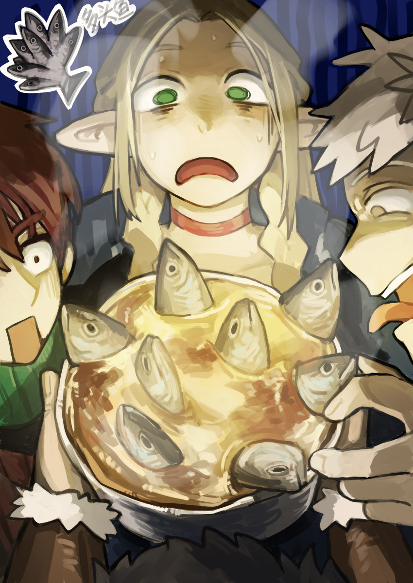 Safebooru - 1girl 3boys absurdres blonde hair brown hair chilchuck tims commentary dungeon meshi ...