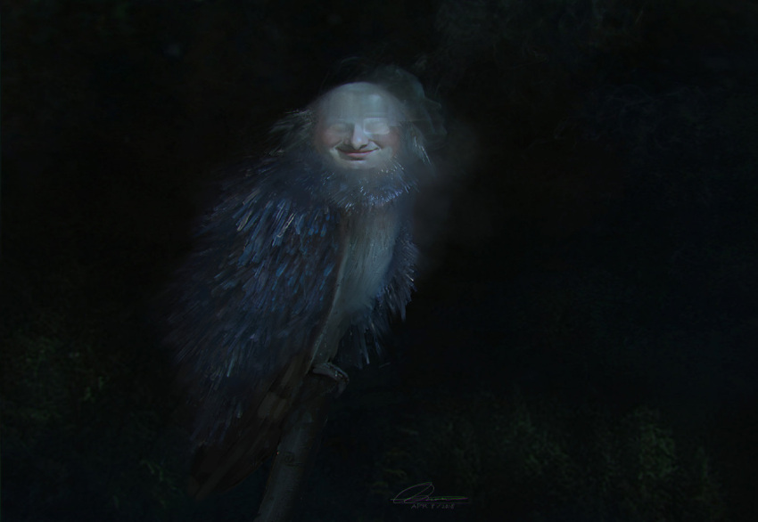 Safebooru - afterimage bird black background branch closed eyes closed ...