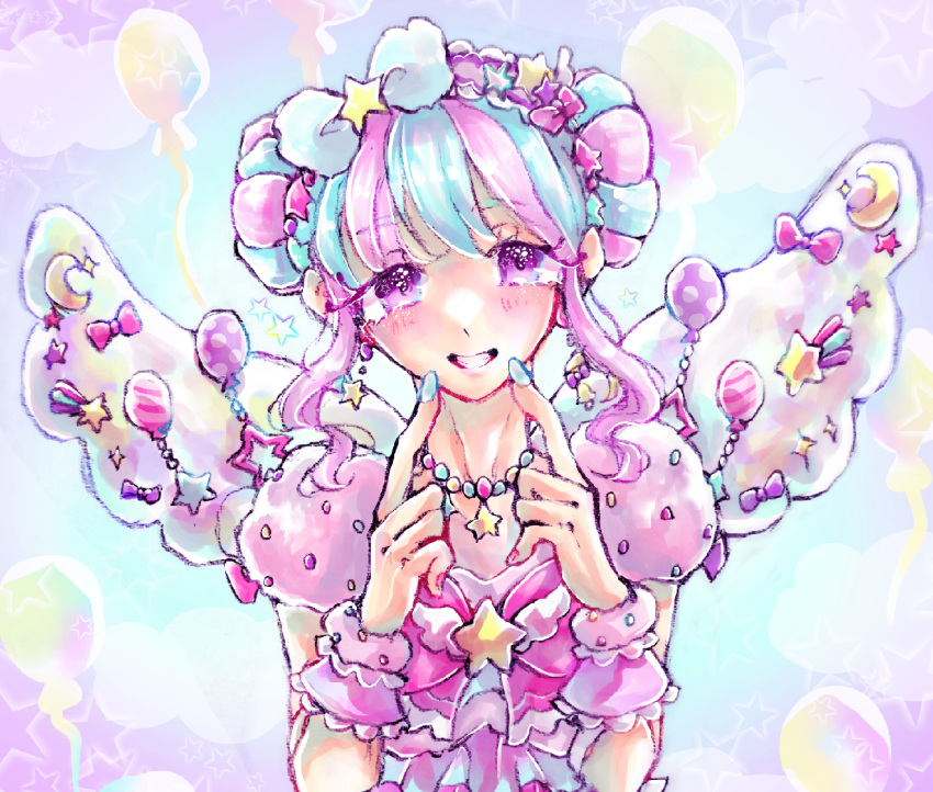 Safebooru - blue nails hanazono kirara highres star premium dress sweet dreams coord violet eyes ...