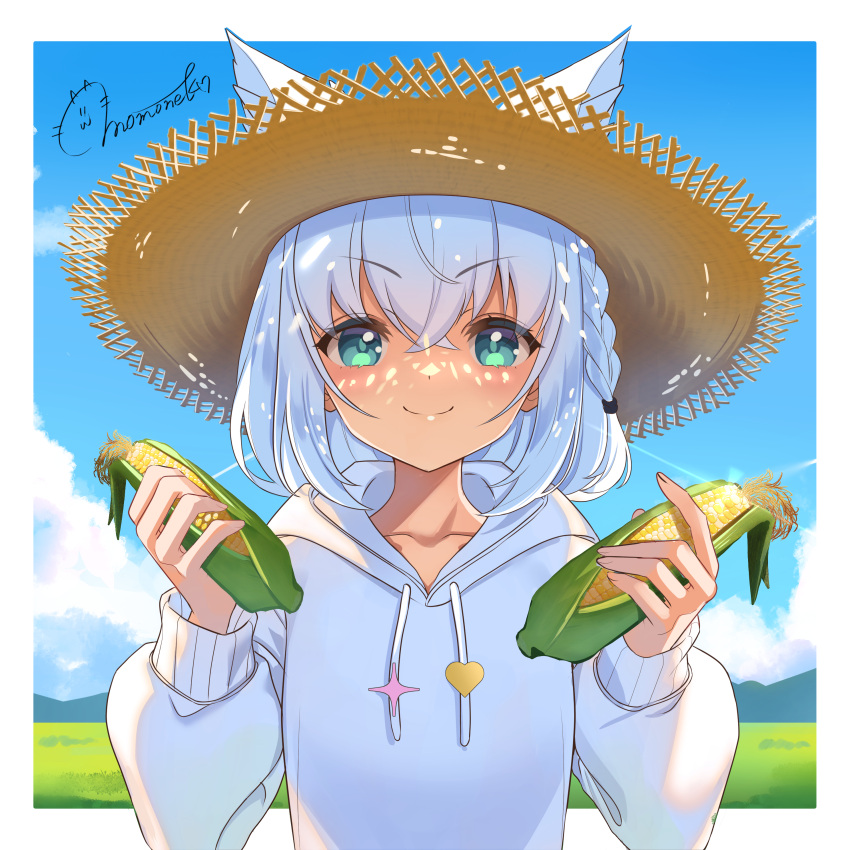 Safebooru - 1girl absurdres animal ears border brown hat closed mouth collarbone commentary ...