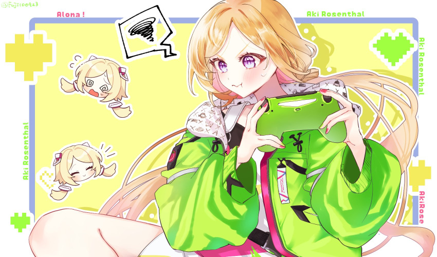 Safebooru - 1girl aki rosenthal aki rosenthal (gaming casual) blonde hair blush controller ...