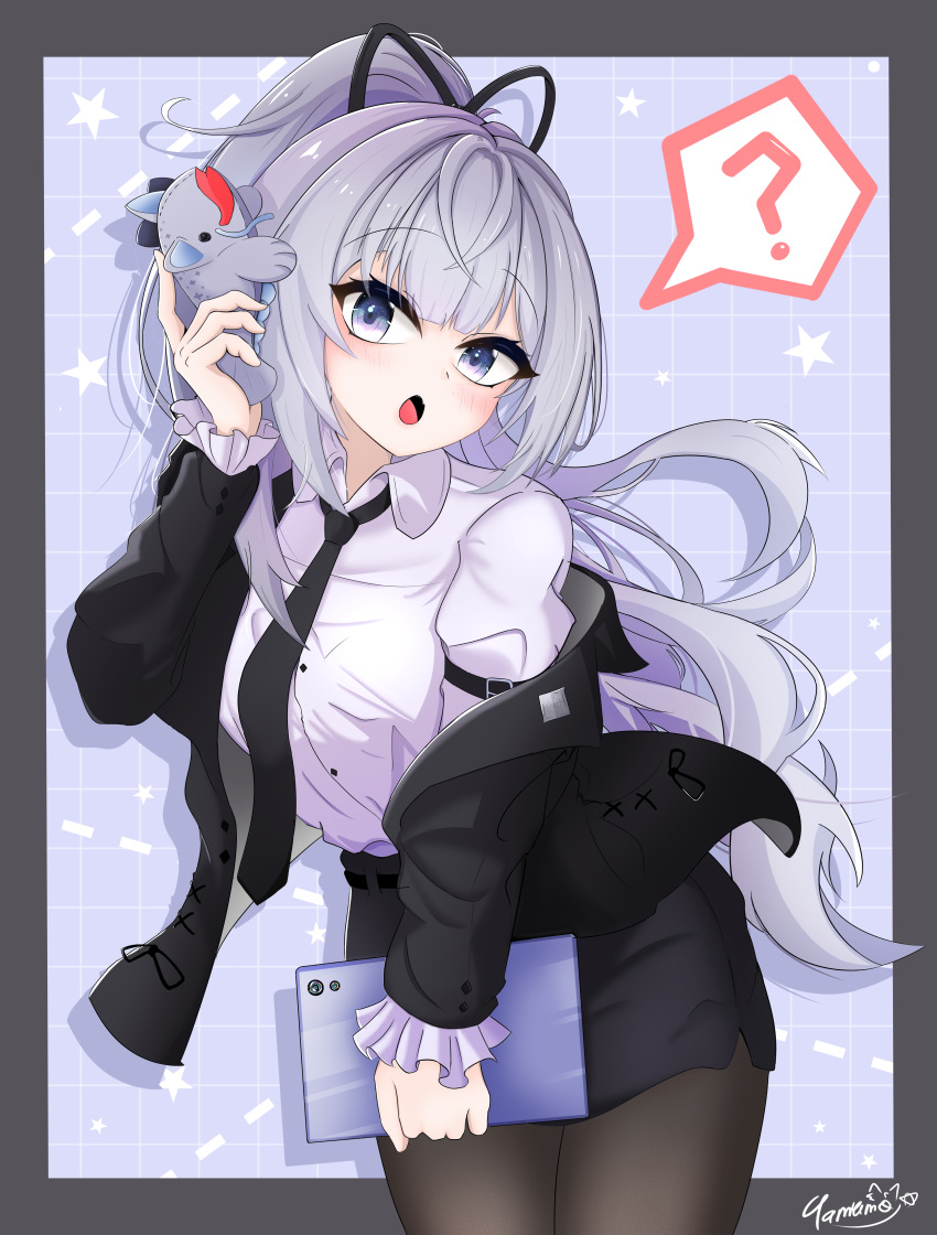 Safebooru - 1girl absurdres black jacket black necktie black pantyhose black skirt grey eyes ...